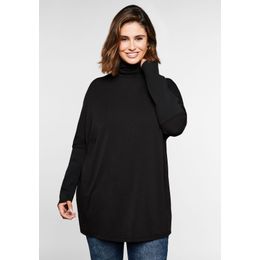 sheego Große Größen: Langarmshirt mit Rollkragen, im Oversized-Schnitt, schwarz, Gr.48/50