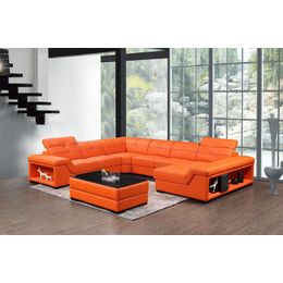 JVmoebel Ecksofa »XXL Designer Wohnlandschaft Ecksofa Sofa Couch U-Form Tisch Leder«
