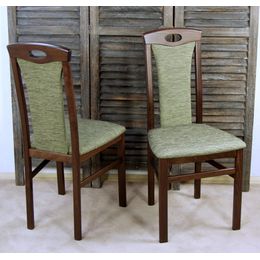 4-Fußstuhl Home Affaire "Kasia" Stühle Gr. B/H/T: 45 cm x 95 cm x 48 cm, 2 St., Struktur, Massivholz, grün (nussbaumfarben, olivgrün) 4-Fuß-Stühle