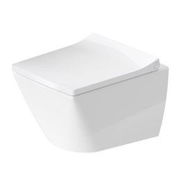 Duravit Viu Wand-Tiefspül-WC mit WC-Sitz Compact, ohne Spülrand, 2573092000+0021290000,