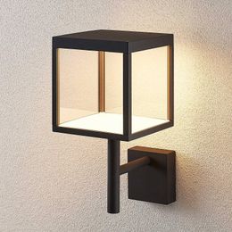 LUCANDE LED-Außenwandleuchte Cube mit Glasschirm, graphit