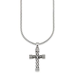 Bruno Banani Kette mit Anhänger Schmuck Geschenk, Halskette Kreuz Seil gedreht Venezianerkette Silber, silberfarben