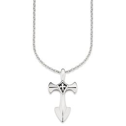 Bruno Banani Kette mit Anhänger Schmuck Geschenk, Halskette Kreuz Ankerkette Silber Schwarz, silberfarben