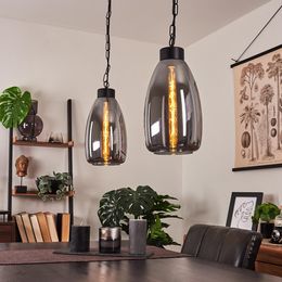 hofstein Larobe Pendelleuchte Schwarz, 2-flammig