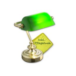bmf-versand Tischleuchte »Schreibtischlampe grün Schirm Retro Tischlampe Banker Lampe Wohnzimmer Messing«