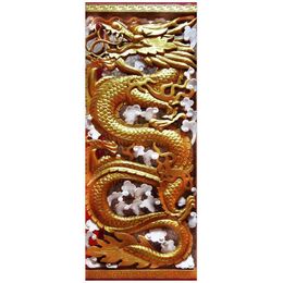 Wallario Acrylglasbild, Traditionelle chinesische Holzarbeit mit Drachen in rot und gold