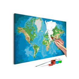 Artgeist Malen nach Zahlen Weltkarte (blau & grün)