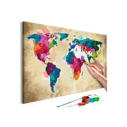 Artgeist Malen nach Zahlen Weltkarte (farbenfroh)