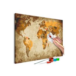 Artgeist Malen nach Zahlen Brown World Map