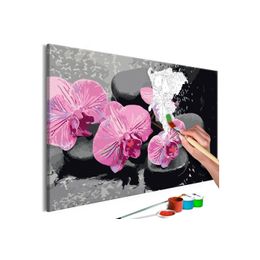Artgeist Malen nach Zahlen Orchidee mit Zen Steinen (schwarzer Hintergrund)