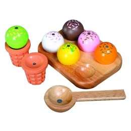 Estia Holzspielwaren Spiellebensmittel Eiscreme Set aus 2 Waffeln