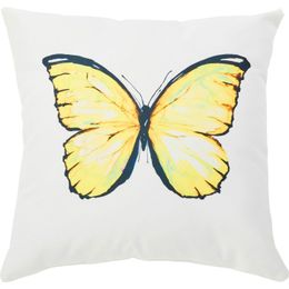 done.® Dekokissen Butterfly, Beidseitig bedrucktes Outside Kissen inklusive Füllung, gelb|weiß