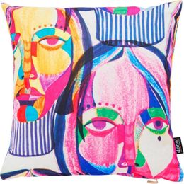 done.® Dekokissen Velour Print Women Faces, Beidseitig bedruckte Kissenhüle ohne Füllung, 1 Stück, bunt