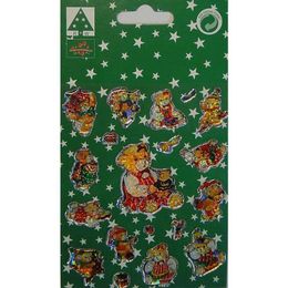 RIFFELMACHER & WEINBERGER Aufkleber Weihnachts-Sticker Teddybär 19 Glitzer-Aufkleber Klebebilder 1 Bogen