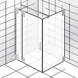 HSK K2 Drehtür mit Festfeld und Seitenwand, K2.23-41-50#Li,