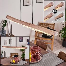 hofstein Rodeche Pendelleuchte LED Holz hell, Schwarz, 1-flammig