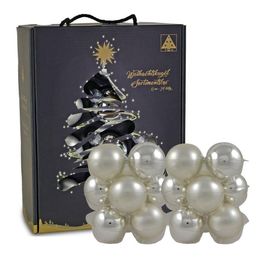 RIFFELMACHER & WEINBERGER Weihnachtsbaumkugel Glas Christbaumkugeln im Koffer (24 Stück) Ø 6 cm