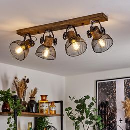 hofstein Orny Deckenleuchte Holz dunkel, Schwarz, 4-flammig