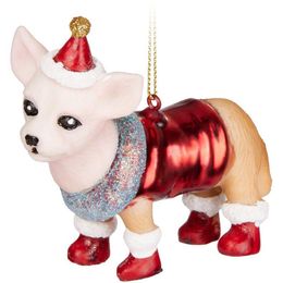 BRUBAKER Christbaumschmuck Chihuahua Hellbraun Rot als Weihnachtsmann (1-tlg)