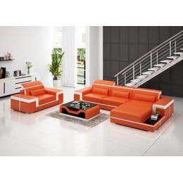 JVmoebel Ecksofa, Ecksofa Set Couch Polster Eck Garnitur + Sessel L Form Leder