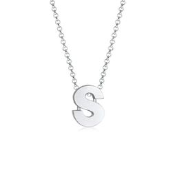 Elli Kette mit Anhänger Femme Pendentif Lettre S Initiale - (925/1000) Argent, silberfarben