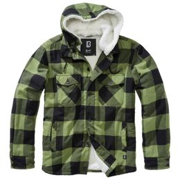 Brandit Hooded Lumberjacket mit Teddyfutter black/oliv, Größe S