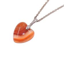 Firetti Kette mit Anhänger Schmuck Geschenk, Achat Herz, Made in Germany - mit Achat, Kristallstein, orange|rot|silberfarben