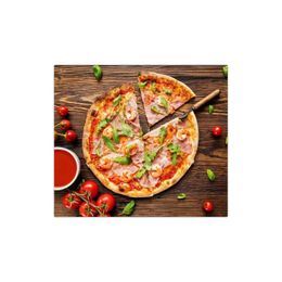 Primedeco Herd-Abdeckplatte »Spritzschutz Herdabdeckplatte Schneidebrett aus Glas Pizza auf Holzplatte
