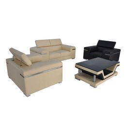 JVmoebel Sofa Beige Couchgarnitur 2+1+1 Set Luxus Möbel Polster Design Neu