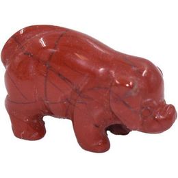 Firetti Tierfigur Schmuck Geschenk Dekofigur Farbstein Edelstein Schwein Jaspis (1 St), Roter Jaspis, rot