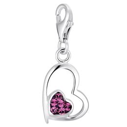 Amor Charm Herz 2016532, mit Preciosa Crystal, lila|silberfarben