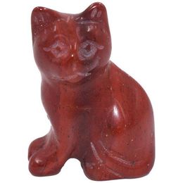 Firetti Tierfigur Schmuck Geschenk Dekofigur Farbstein Edelstein Katze Jaspis (1 St), Roter Jaspis, rot