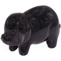 Firetti Tierfigur Schmuck Geschenk Dekofigur Farbstein Edelstein Schwein Onyx (1 St), Onyx, schwarz
