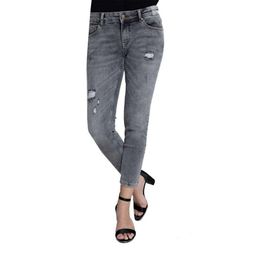 Zhrill 7/8-Jeans ANITA GREY Damen Momjeans 7/8 Cropped 5 Pocket Vintage Slim Fit Anita