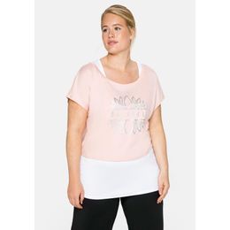 sheego Große Größen: Set aus Funktionsshirt und Funktionstop, rosé+weiß, Gr.50