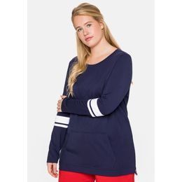 sheego Große Größen: Sweatshirt aus Funktionsmaterial, mit Kängurutasche, marine, Gr.52/54