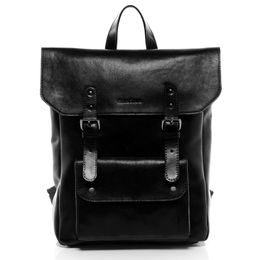 FEYNSINN Rucksack echt Leder Rucksack groß 14 Zoll schwarz, Tagesrucksack 14 Zoll Echtleder, Leder-Rucksack Damen Herren schwarz