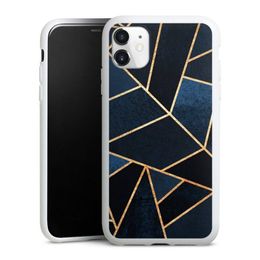 DeinDesign Handyhülle Elisabeth Fredriksson Dreiecke Abstrakt Navy Stone Gold Print, Apple iPhone 11 Silikon Hülle Bumper Case Handy Schutzhülle, weiß