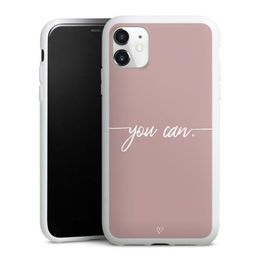 DeinDesign Handyhülle Spruch Sprüche Motivation You Can, Apple iPhone 11 Silikon Hülle Bumper Case Handy Schutzhülle, weiß