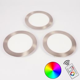 hofstein Finsrud Einbauleuchte 3er Set LED Nickel-Matt, 1-flammig, Fernbedienung, Farbwechsler