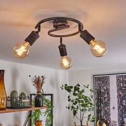 hofstein Ermatingen Deckenleuchte Dunkelbraun, Nickel-Matt, 3-flammig