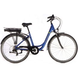 SAXONETTE E-Bike Advanced Sport, 7 Gang, Kettenschaltung, Heckmotor, 375 Wh Akku, (mit Akku-Ladegerät), E-Bike Cityrad, integriertes Rahmenschloss, blau