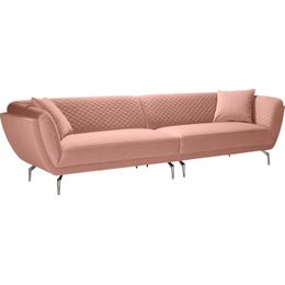 LEONIQUE Big-Sofa Izabella, mit Steppung und extra hohen Füßen, inklusive dekorativen Wendekissen, rosa