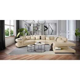 JVmoebel Ecksofa »Wohnlandschaft Designer Sofa Couch Big Polster Leder Sofas Ecke "Braun" Rundsofa