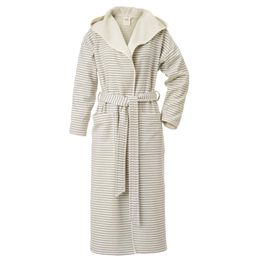 Manufactum Unisex-Bademantel fein gestreift L Beige-Wei&szlig;