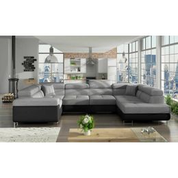 JVmoebel Ecksofa, Design Ecksofa Schlafsofa Bettfunktion Couch Leder Polster Textil Sofas Neu 5625