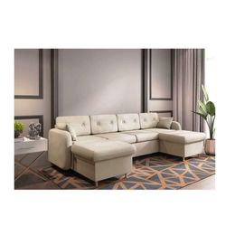 JVmoebel Sofa, Ecksofa Sofa Polster Couch Wohnlandschaft U Form Bettfunktion Textil Stoff Big