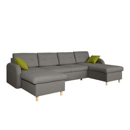 JVmoebel Sofa, Design Ecksofa U-form Bettfunktion Couch Leder Textil Sofas Schlafsofa Stoff Neu