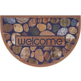 Fußmatte Welcome braun, Home Affaire, halbrund, Höhe: 6 mm, Design Robust, Pflegeleicht, Rutschfest, Halbrund, mit Schrift, braun
