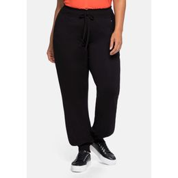sheego Große Größen: Jerseyhose im Joggpants-Stil, mit gesmoktem Bund, schwarz, Gr.44